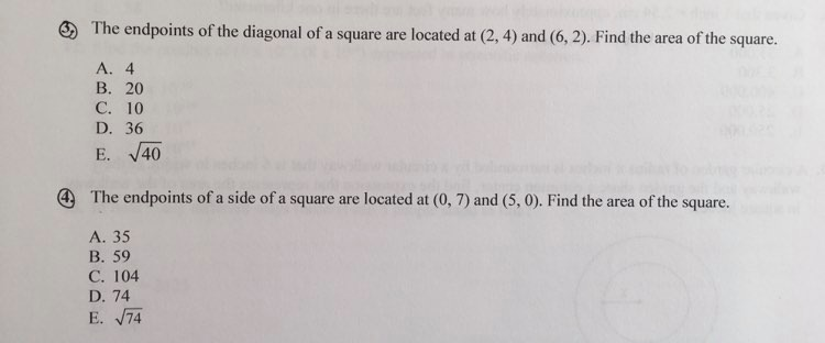 Solved @ The endpoints of the diagonal of a square are | Chegg.com