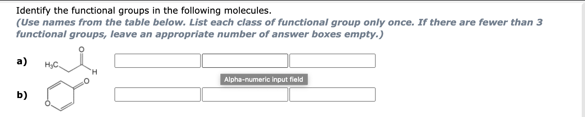 Solved Identify the functional groups in the following | Chegg.com