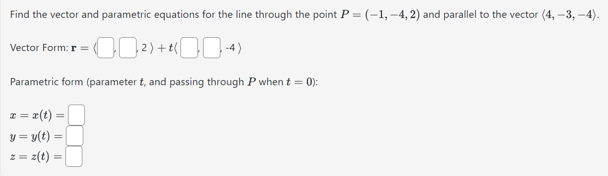 Solved Find The Vector And Parametric Equations For The Line