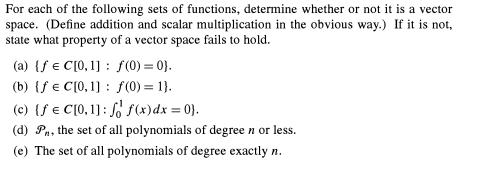 Solved For each of the following sets of functions, | Chegg.com
