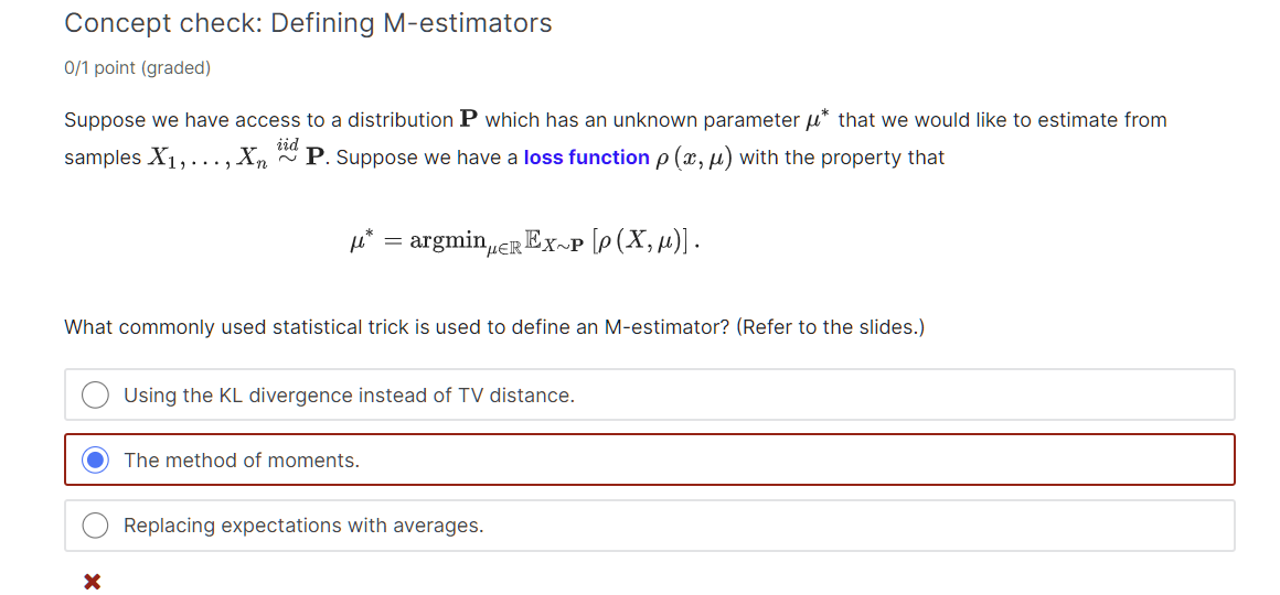 Solved Concept Check Defining M Estimators 0 1 Point