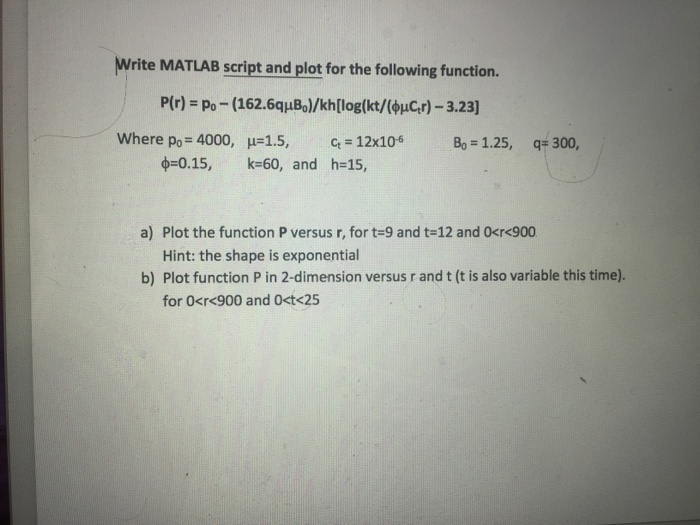 Solved Write MATLAB script and plot for the following | Chegg.com
