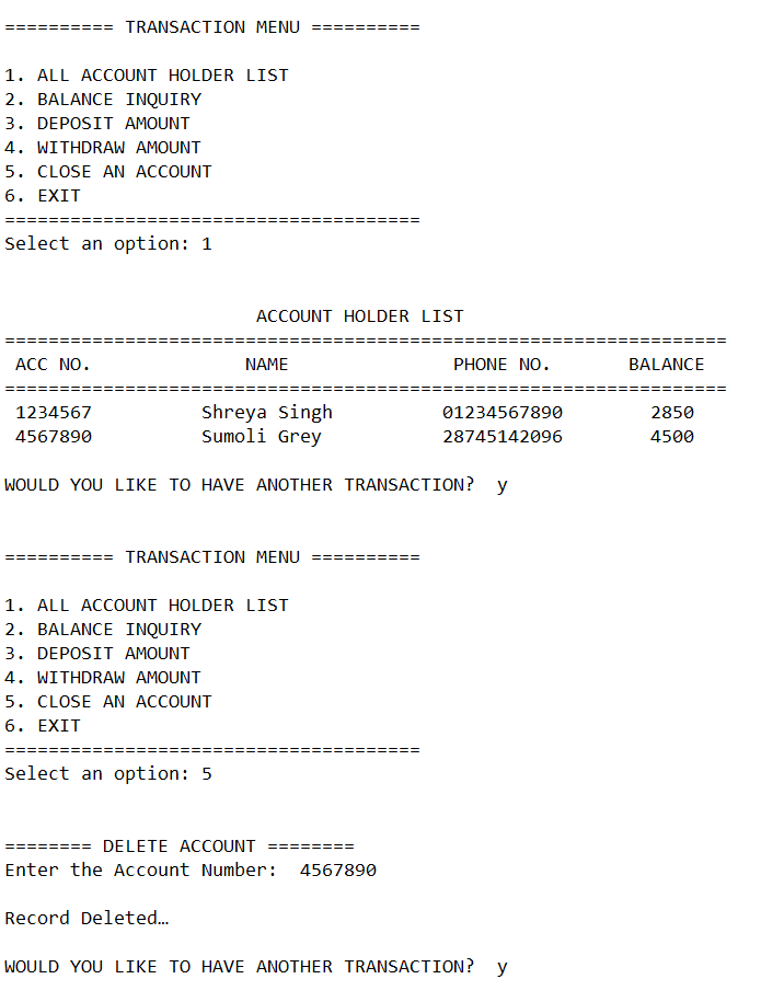 Solved Make a program(BANK MANAGEMENT SYSTEM) in C LANGUAGE | Chegg.com
