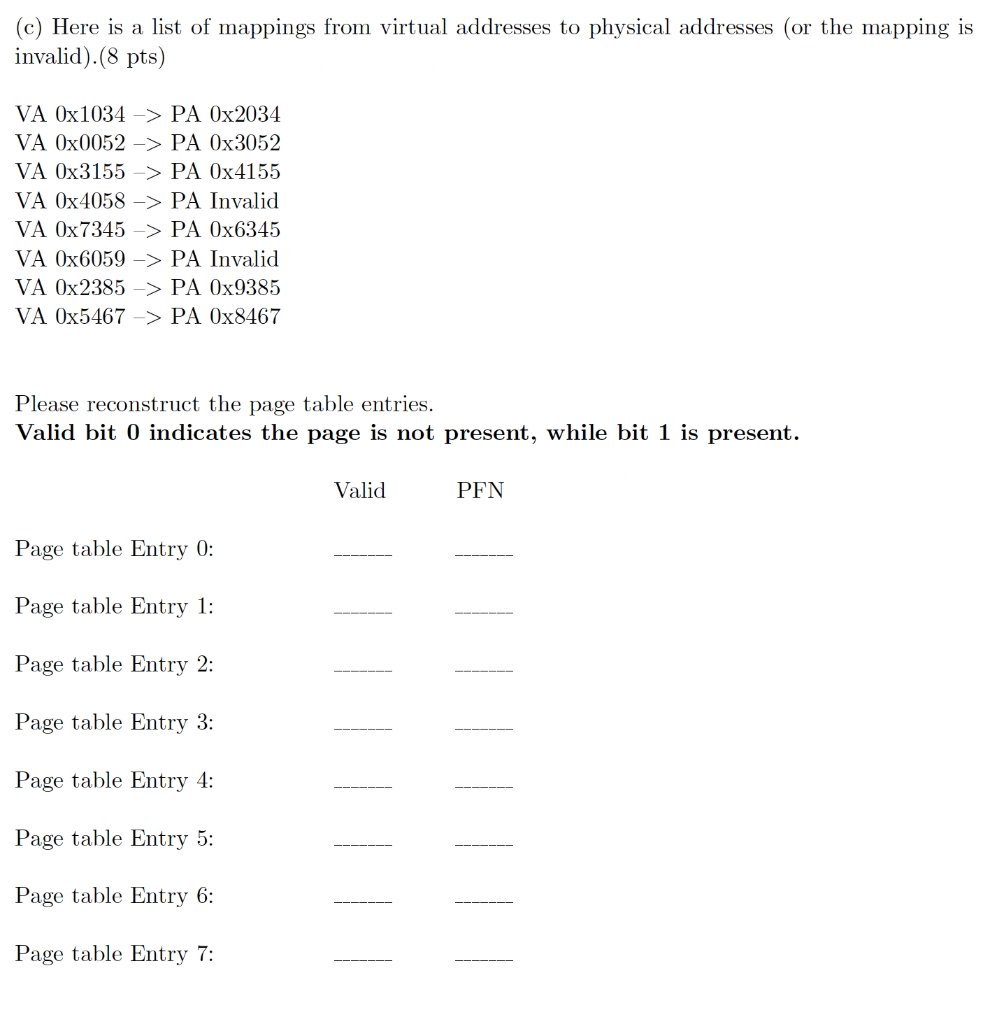 Solved 1. (18 points) Page table, again!! We consider | Chegg.com