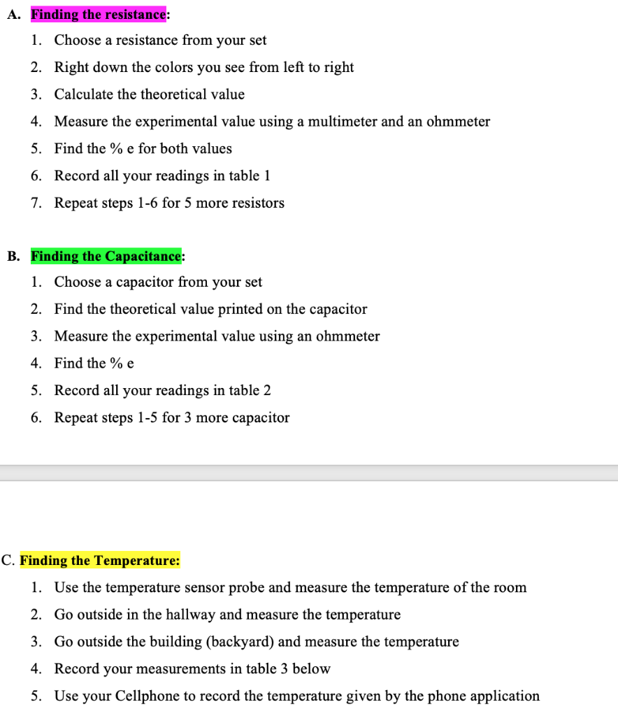 conclusion about Multimeters and Resistors Color Code | Chegg.com