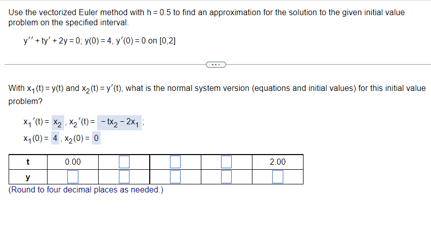 Solved Use the vectorized Euler method with h=0.5 to find an | Chegg.com