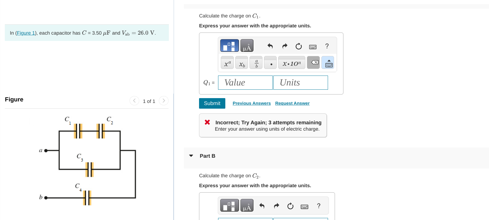 Solved Calculate the charge on C_(1).In (Figure 1), ﻿each | Chegg.com