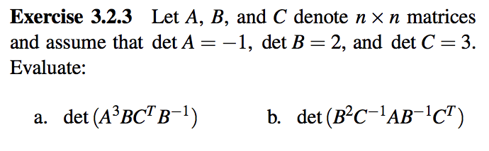 Solved Exercise 3.2.3 Let A, B, and C denote nx n matrices | Chegg.com