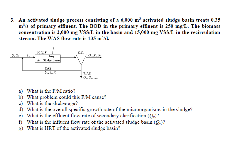 Solved 3. An activated sludge process consisting of a 6,000 | Chegg.com