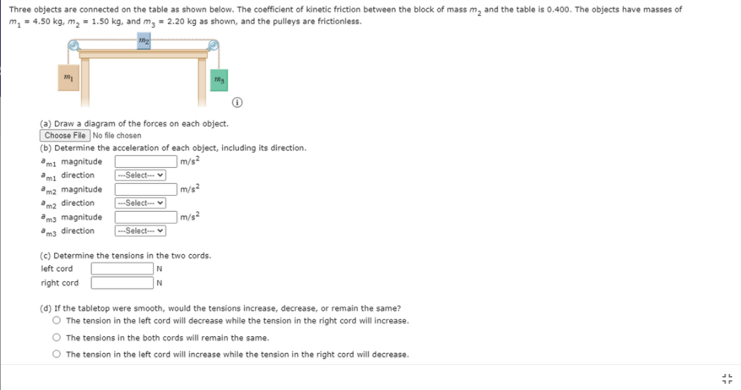 Solved Three objects are connected on the table as shown | Chegg.com