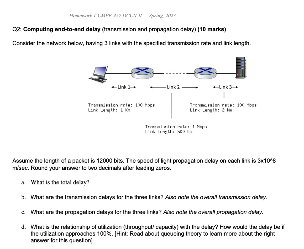 Solved Q2: Computing end-to-end delay (transmission and | Chegg.com