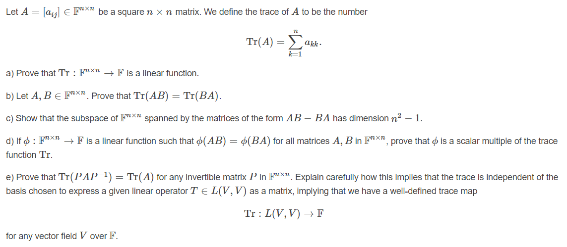 Solved Let A = ajil EFX be a square n x n matrix. We define | Chegg.com