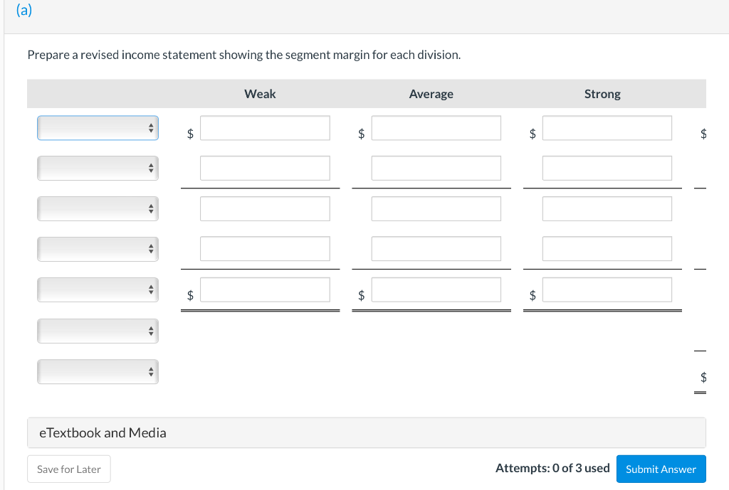 Solved Options for drop downs below are: Allocated Expenses, | Chegg.com