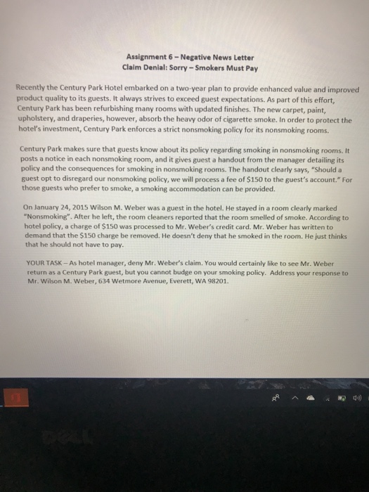 Solved Assignment 6-Negative News Letter Claim Denial: | Chegg.com