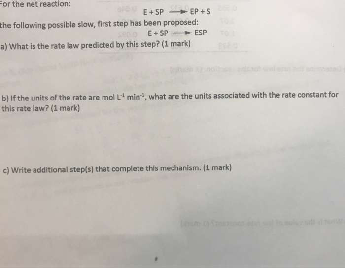 Solved For the net reaction: the following possible slow, | Chegg.com
