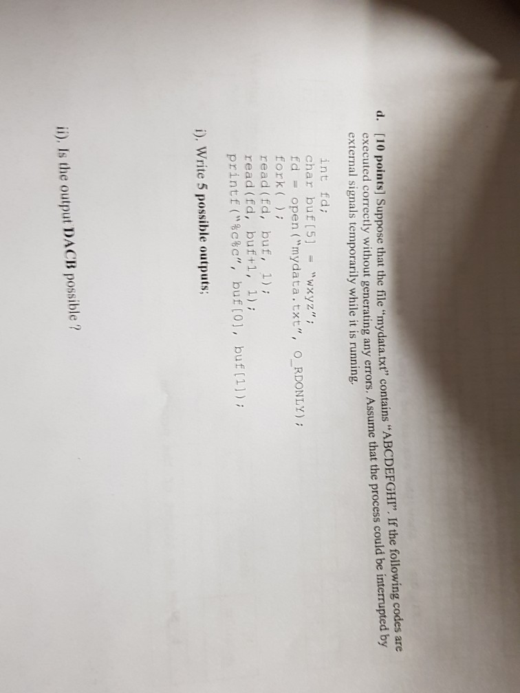 ints suppose that the file "mydata.txt" contains | Chegg.com