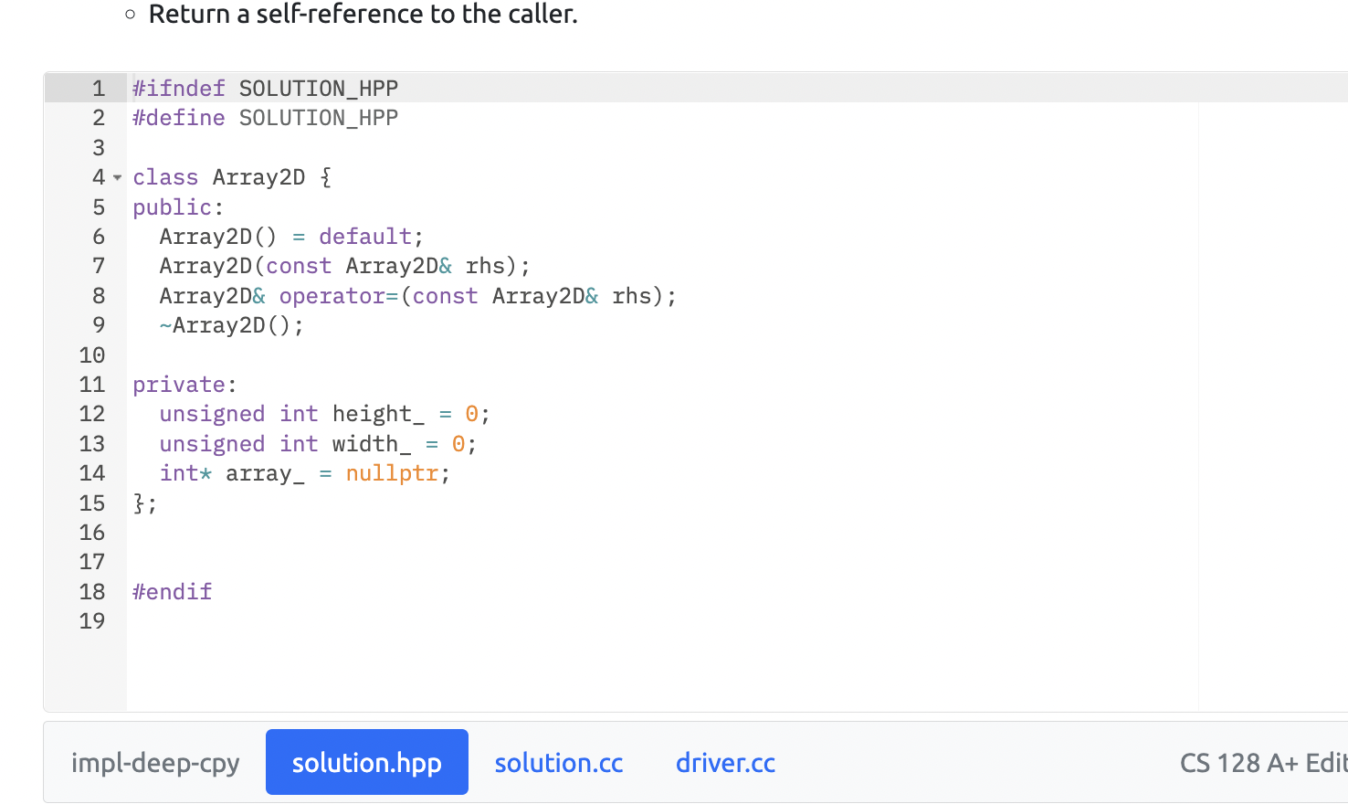 Solved In this activity, you will define a deep copy policy | Chegg.com