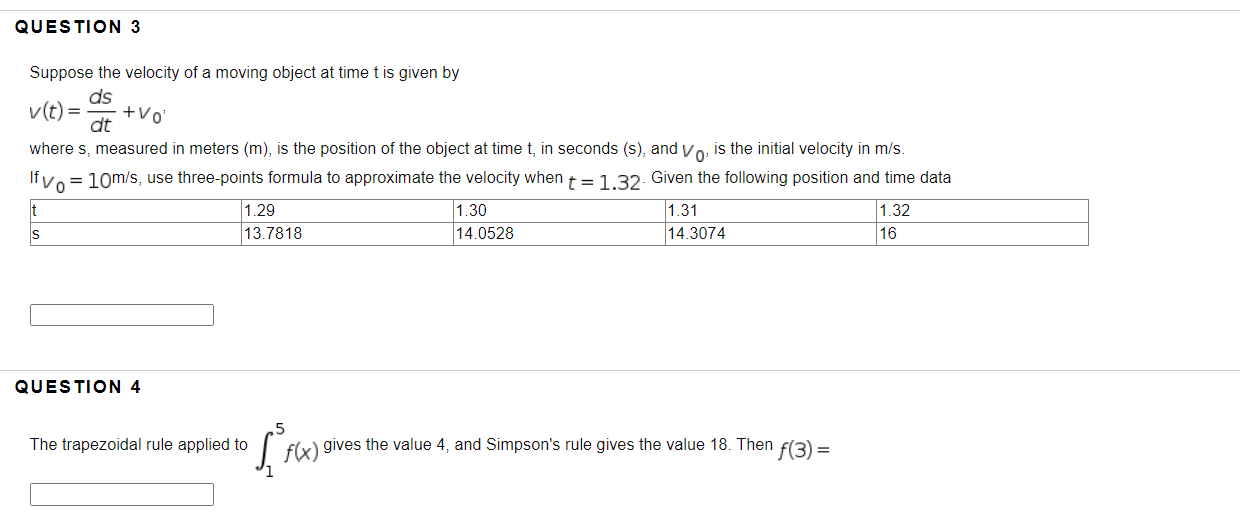Solved Suppose The Velocity Of A Moving Object At Time T Is