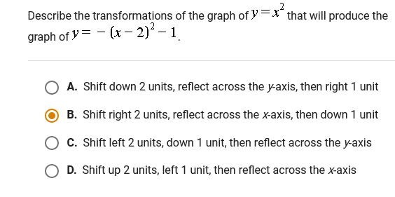 Solved Describe the transformations of the graph of y=x^2 | Chegg.com