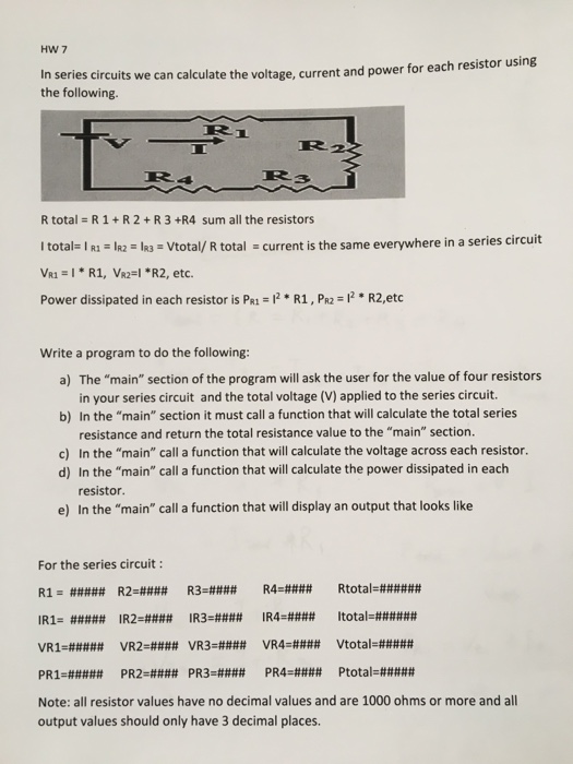 Solved In series circuits we can calculate the voltage, | Chegg.com
