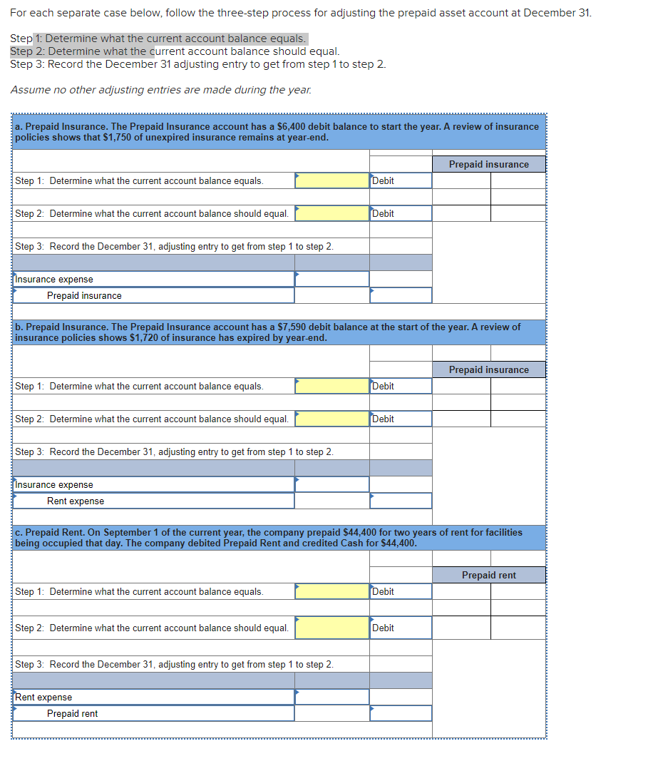 Solved For each separate case below, follow the three-step | Chegg.com