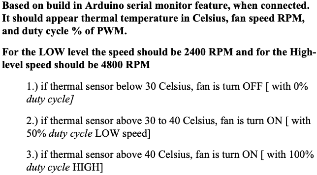 Solved Design a Control Fan Speed based on Temperature | Chegg.com
