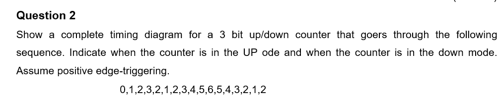 Solved Question 2 Show a complete timing diagram for a 3 bit | Chegg.com