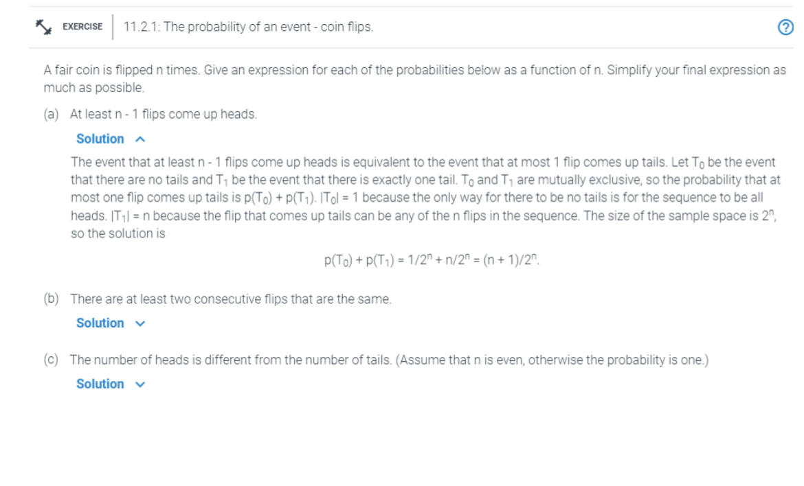 Solved A fair coin is flipped n times. Give an expression | Chegg.com