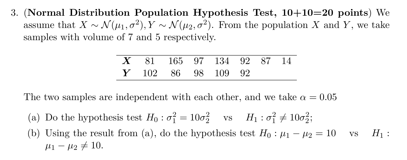 Solved (Normal Distribution Population Hypothesis Test, | Chegg.com