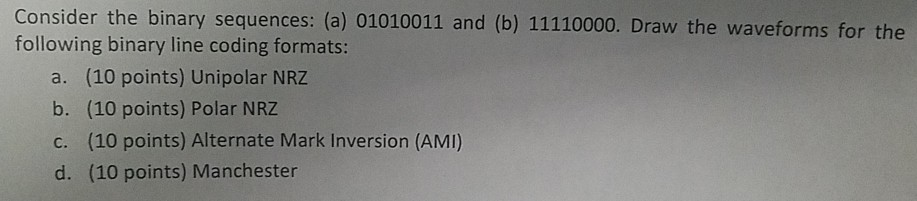 Solved Consider the binary sequences: (a) 01010011 and (b) | Chegg.com