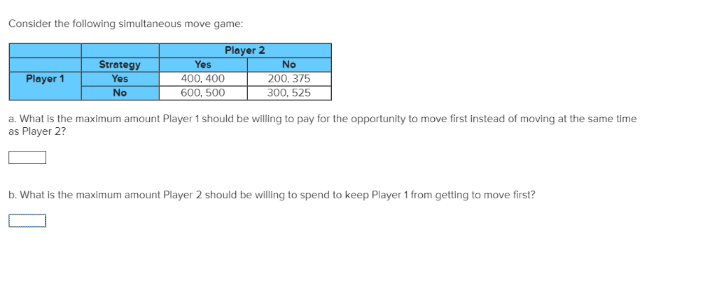 Solved Consider The Following Simultaneous Move Game Player 