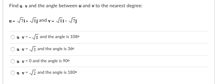 Solved Find u y and the angle between u and v to the nearest | Chegg.com