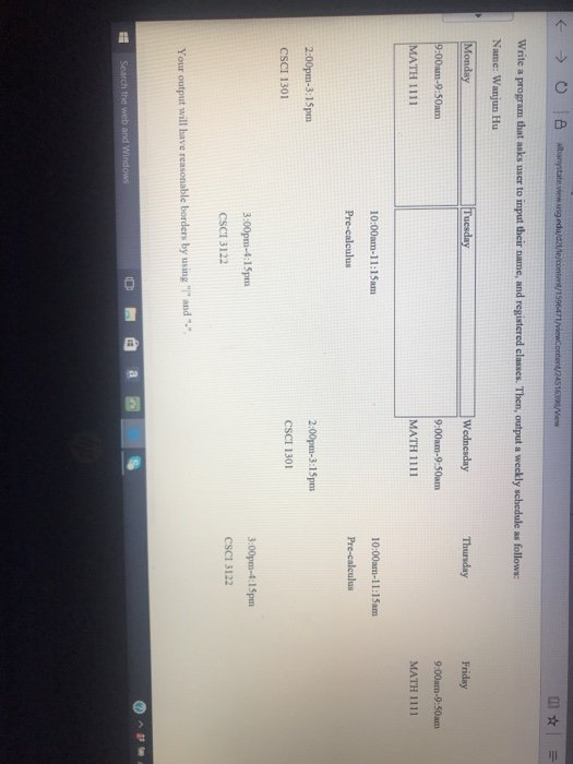 Solved Your output will have reasonable borders by using “|” | Chegg.com