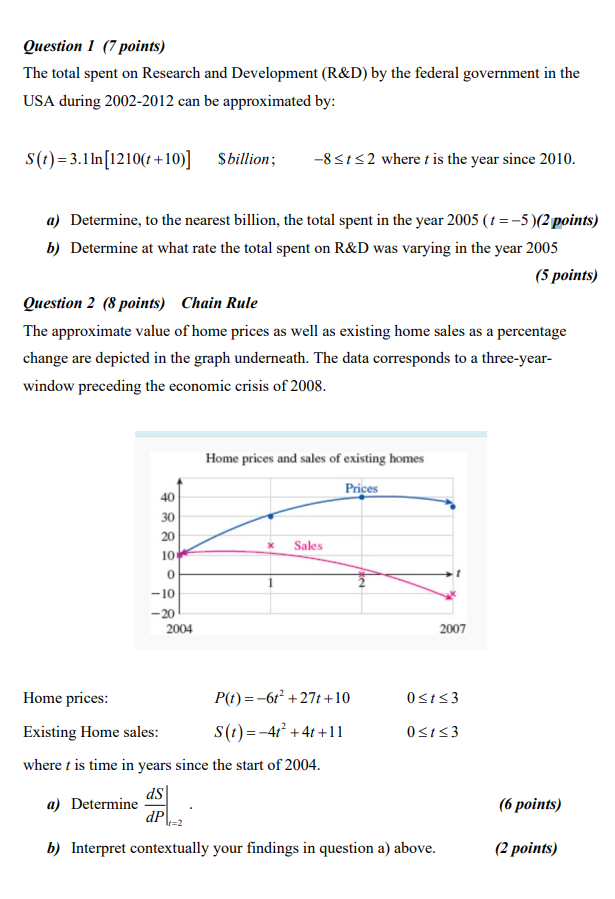 Solved Question 1 (7 points) The total spent on Research and | Chegg.com