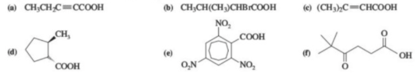 Solved (a) CH3CH2C=CCOOH (e) (CH3)2C=CHCOOH (b) | Chegg.com