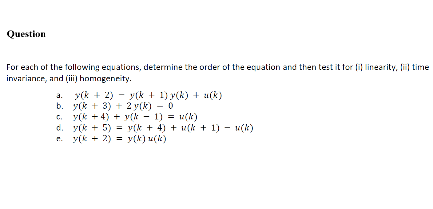 Solved QuestionFor each of the following equations, | Chegg.com