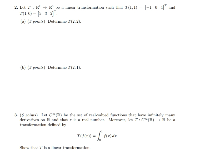 Solved 2. Let T : R2 ? R3 be a linear transformation such | Chegg.com