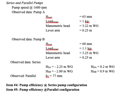 Solved Series and Parallel Pumps Pumpspeed@1600rpm Observed | Chegg.com