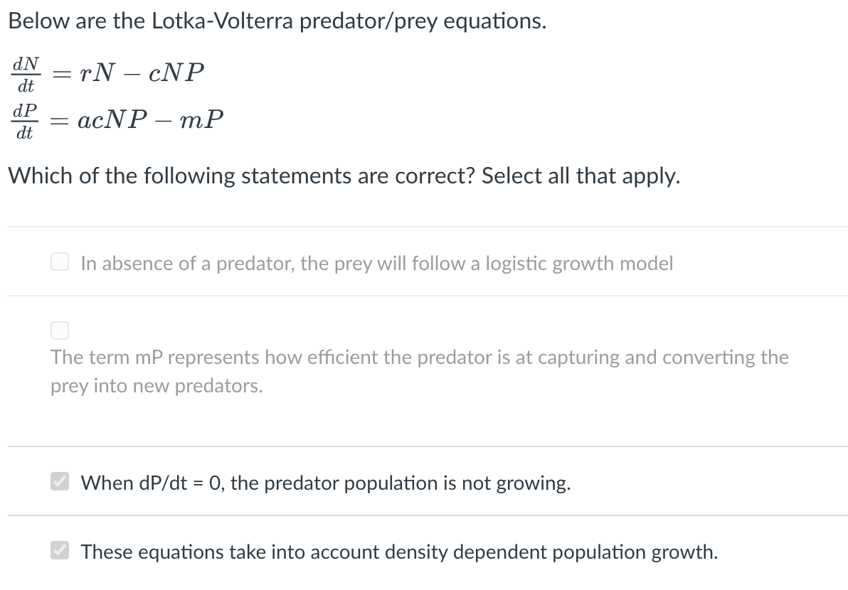 Solved Below are the Lotka-Volterra predator/prey equations. | Chegg.com
