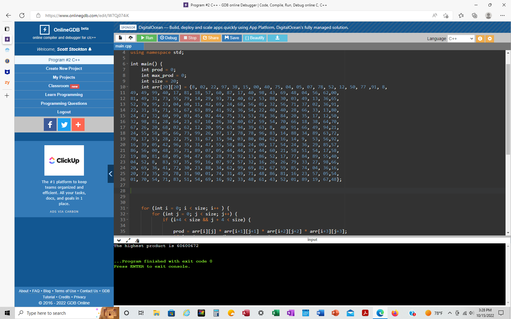 Solved Where would i put this code on top or bottom | Chegg.com