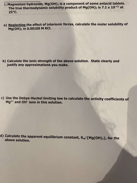 e) Including interionic forces, what is the molar | Chegg.com