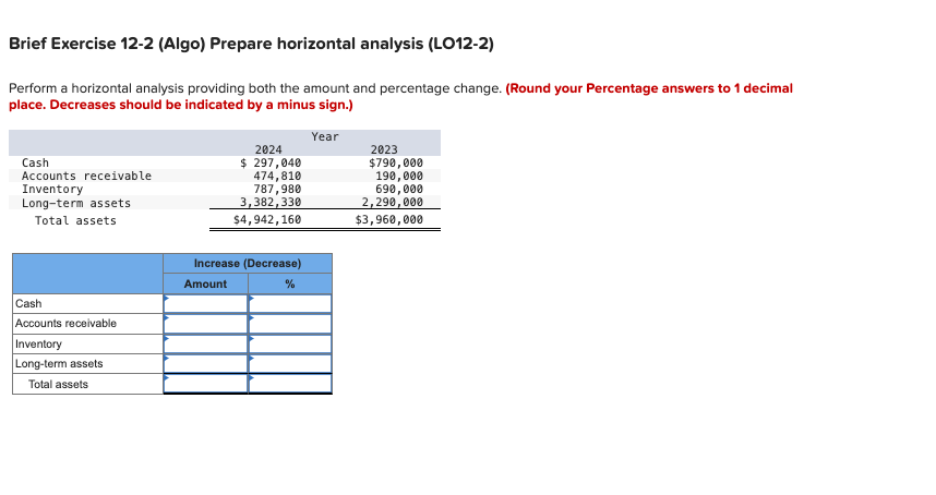Solved Brief Exercise 12-2 (Algo) ﻿Prepare horizontal | Chegg.com