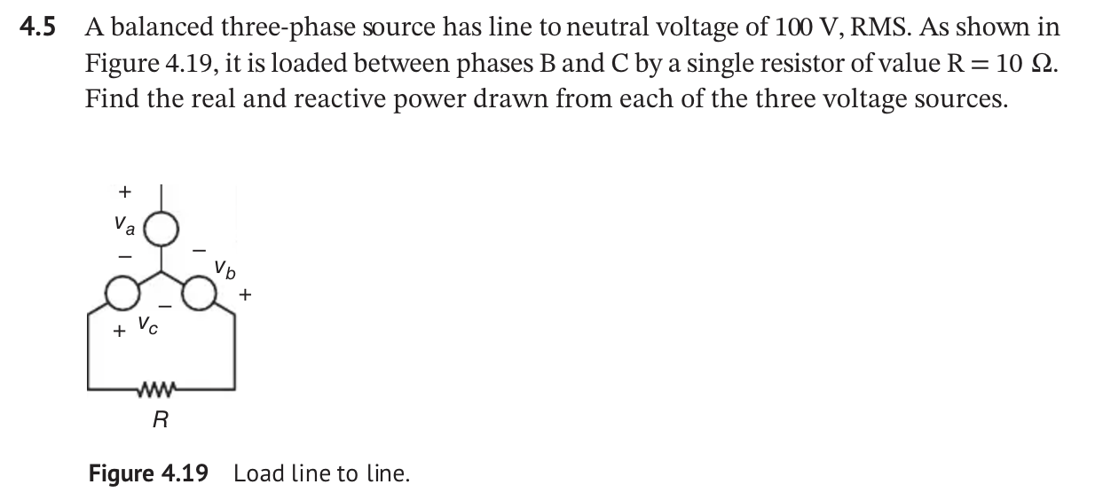 Solved A balanced three-phase source has line to neutral | Chegg.com