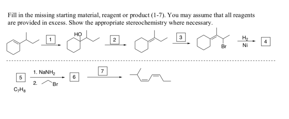 Solved Fill in the missing starting material, reagent or | Chegg.com