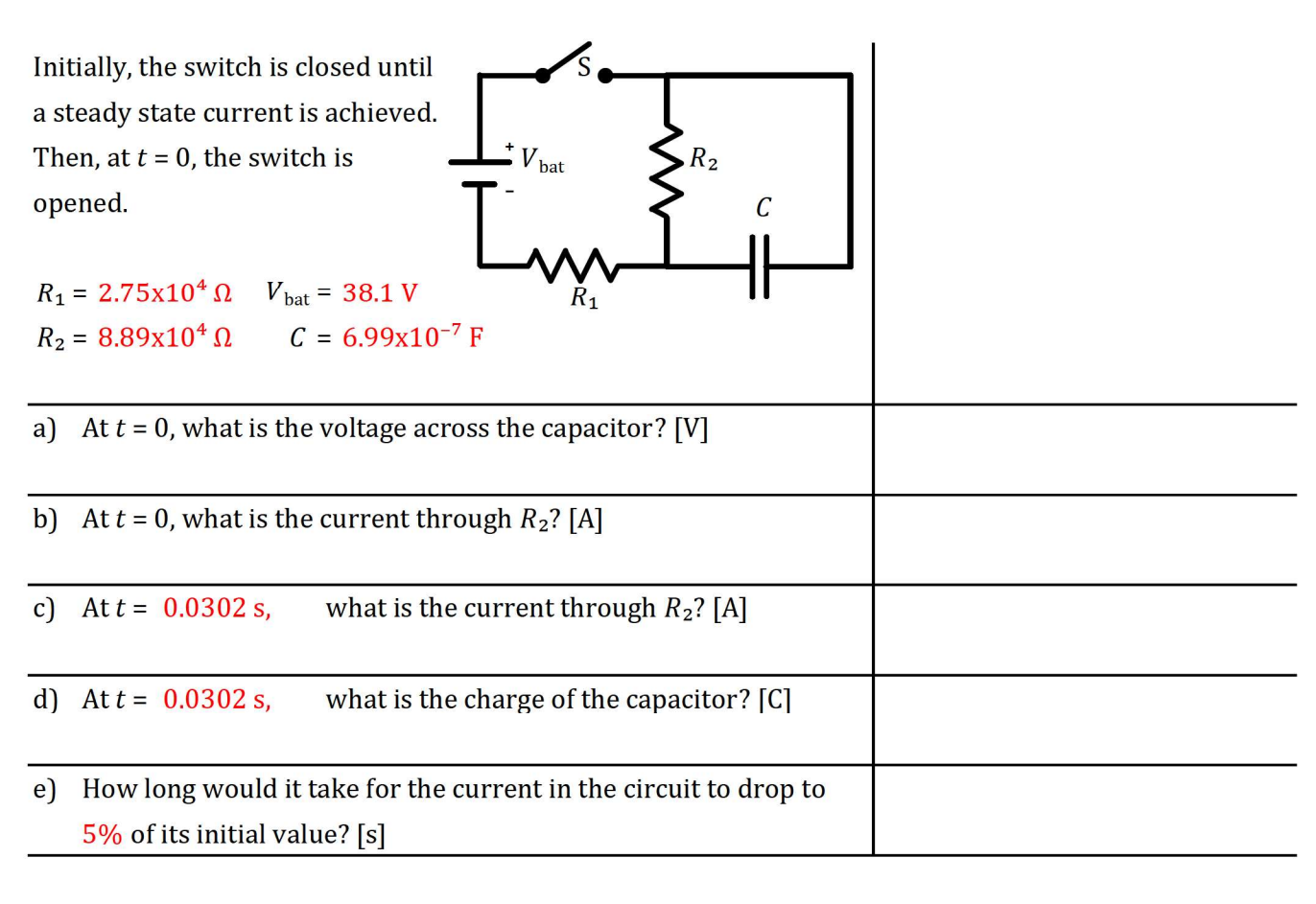 Solved Initially, the switch is closed until a steady state | Chegg.com