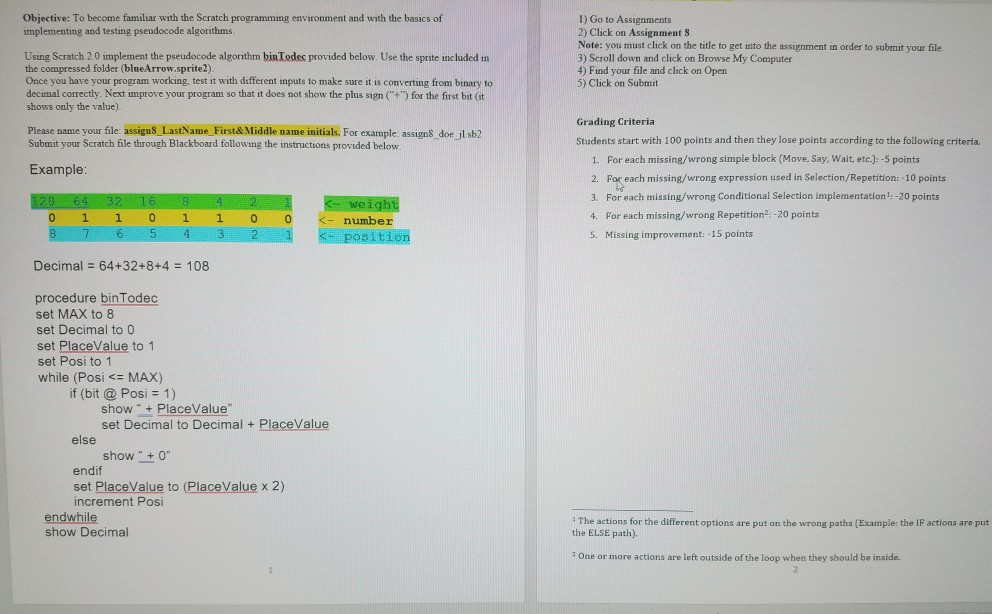 Objective: To become familiar with the Scratch | Chegg.com