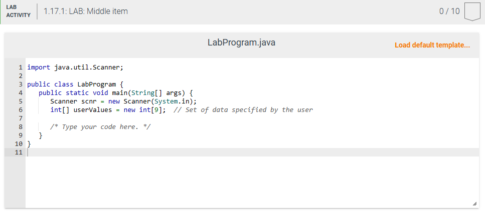 1.17 LAB: Middle item Given a sorted list of | Chegg.com