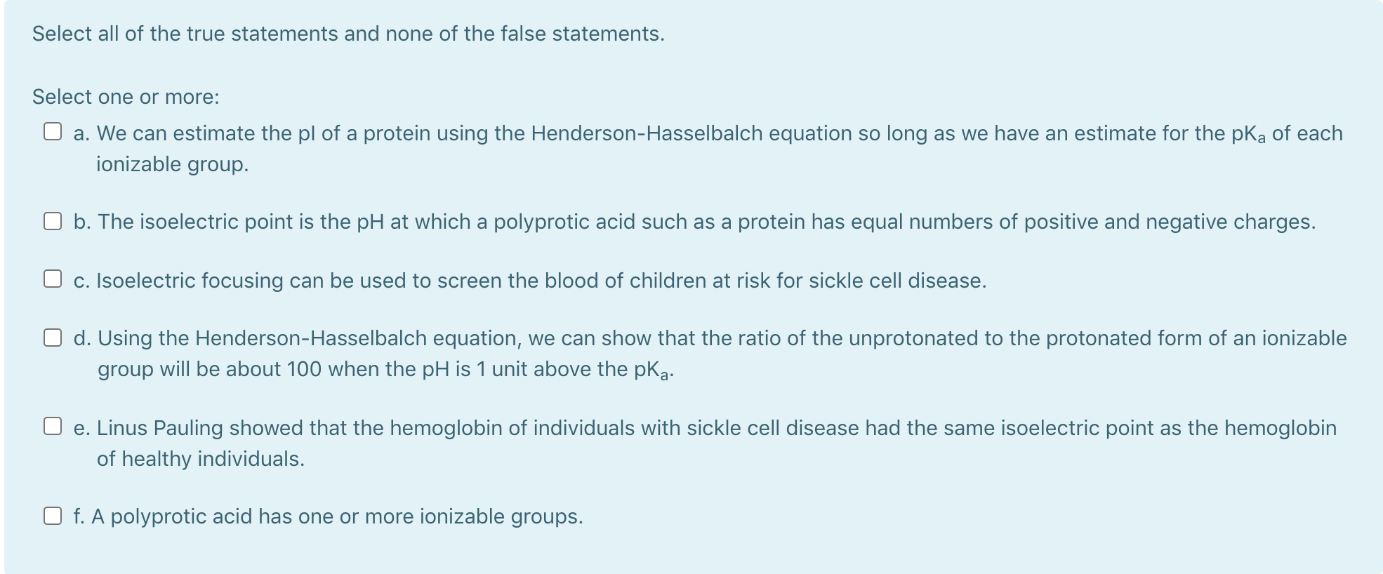 Solved Select all of the true statements and none of the | Chegg.com