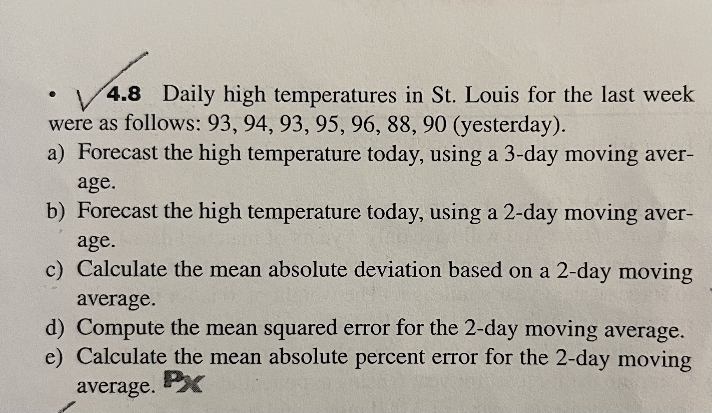 Solved - 4.8 Daily high temperatures in St. Louis for the | Chegg.com