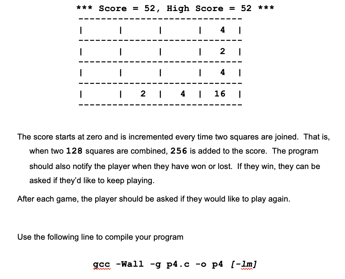 Solved Write program called p4. c that plays the game | Chegg.com